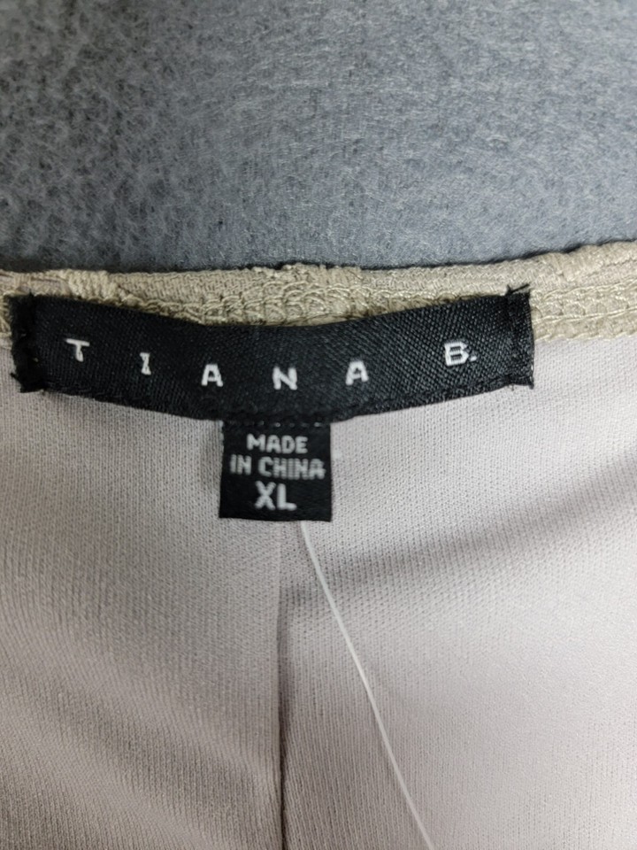 NWT~TIANA B Women’s XL Dress TAUPE Floral Lace Lined Short Sleeve ...