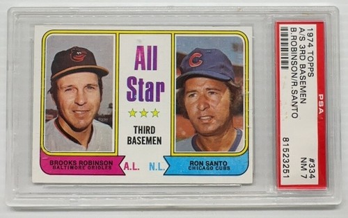 1974 Topps Brooks Robinson Ron Santo All Star 3rd Baseman #334 PSA 7 ...