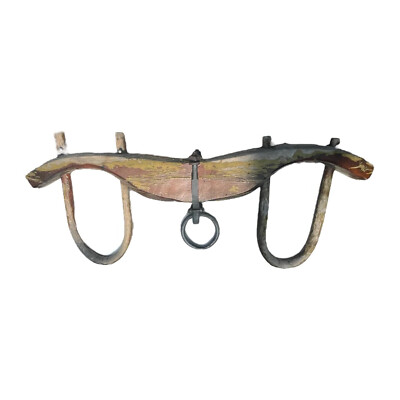 Antique Primitive XL Oxen Yoke Wood Wrought Iron Country Decor Western ...