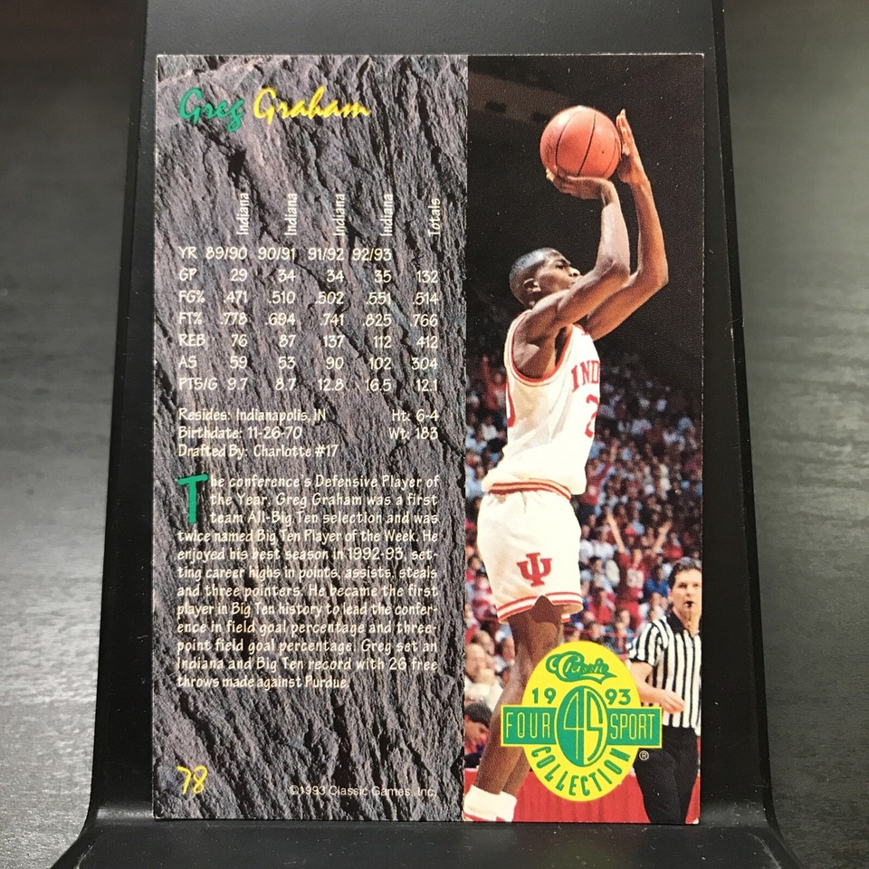 1993 Classic Four Sport #78 Greg Graham Indiana Basketball Card | eBay