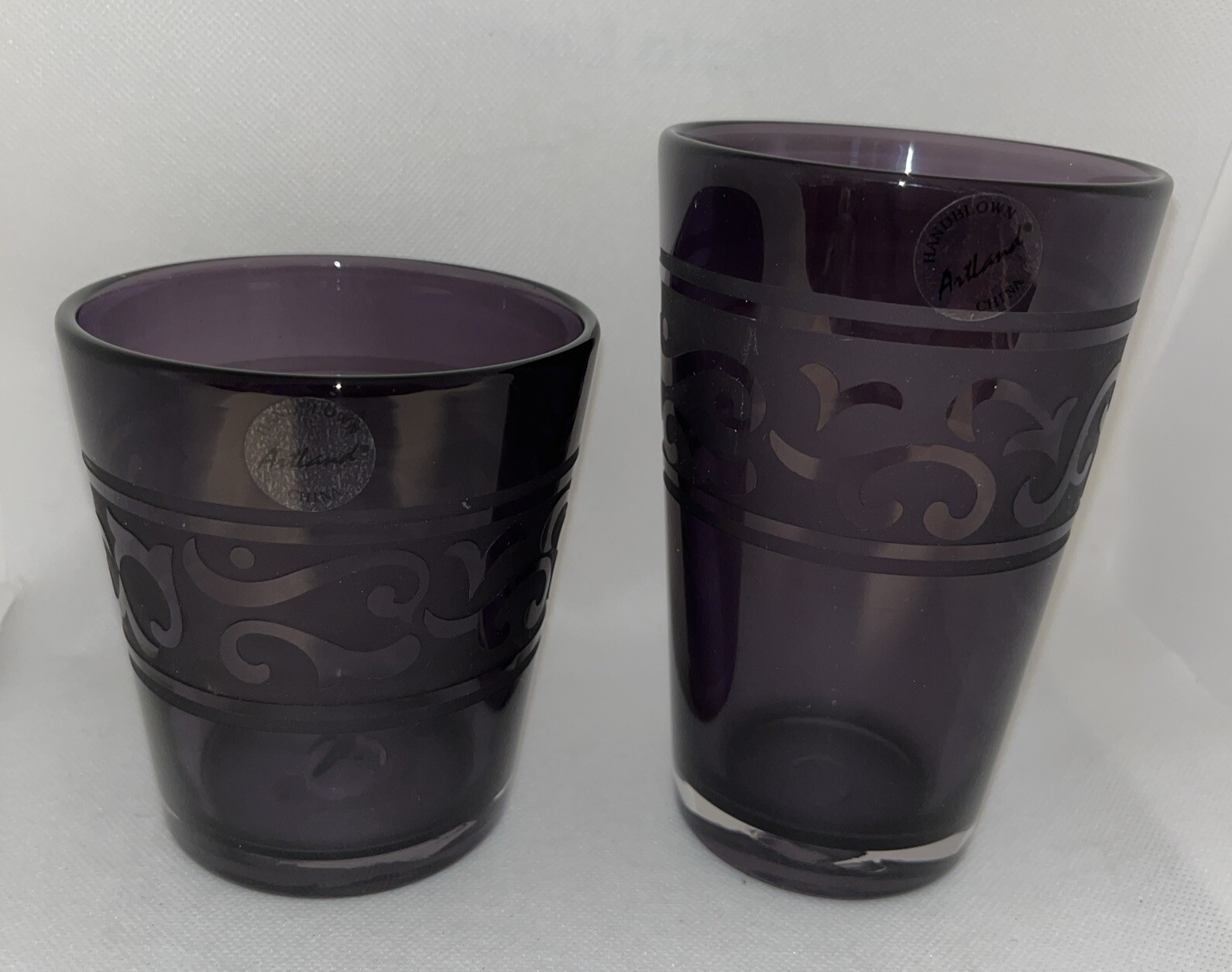 Artland Glass~*Renaissance PLUM~Purple~HIGHBALL/LOWBALL~Tumbler~Art ...