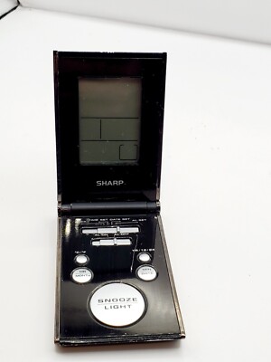 Vintage Sharp Tech Alarm Clock Temperature Time Date Slimline Travel ...