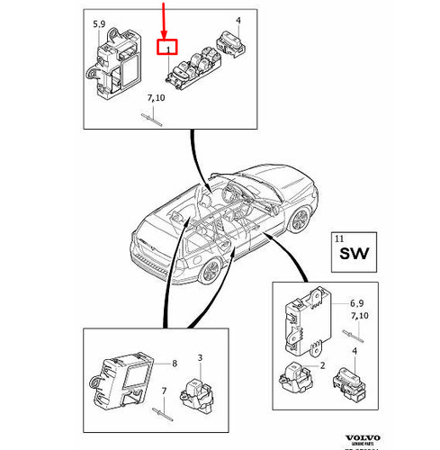 NEW VOLVO V70 III BW MK3 FRONT LEFT DOOR WINDOW SWITCH 31334882 GENUINE ...