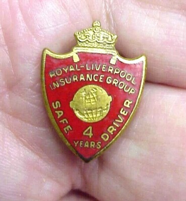 Royal-Liverpool Insurance 4 year Safe Driver Lapel Pin - screw back | eBay