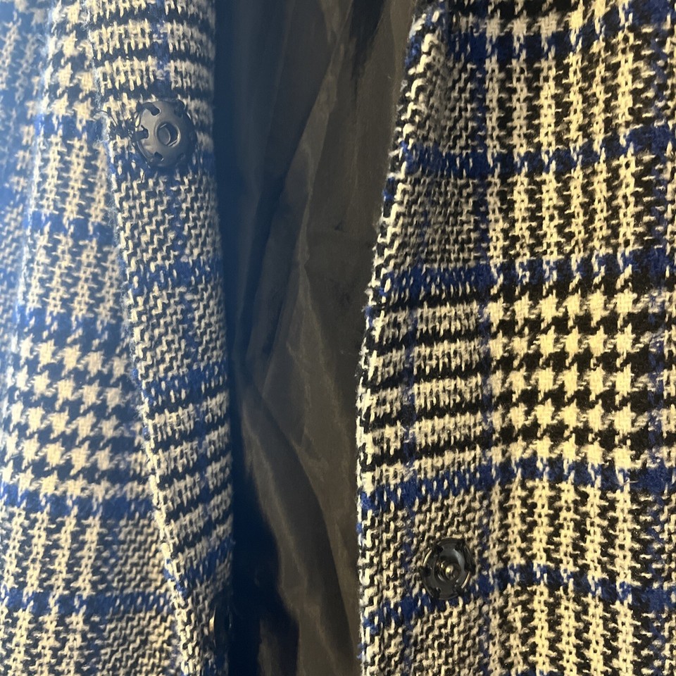 PRIMARK COAT 6 Checkered OVERCOAT Black Ivory Blue Womens Formal ...