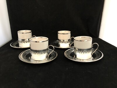 Bellini Brazil Silverplate Saucer w Cup Holder Veracruz Porcelain Cup ...