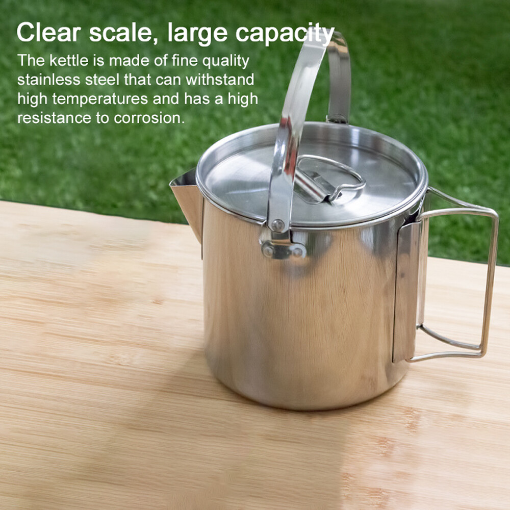 Stainless Steel Kettle Folding Handle Camping Hung Pot Portable O5J2 | eBay
