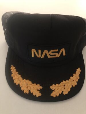 Vintage NASA Captains Hat Trucker Mess Patch Snapback Adjustable Cap ...