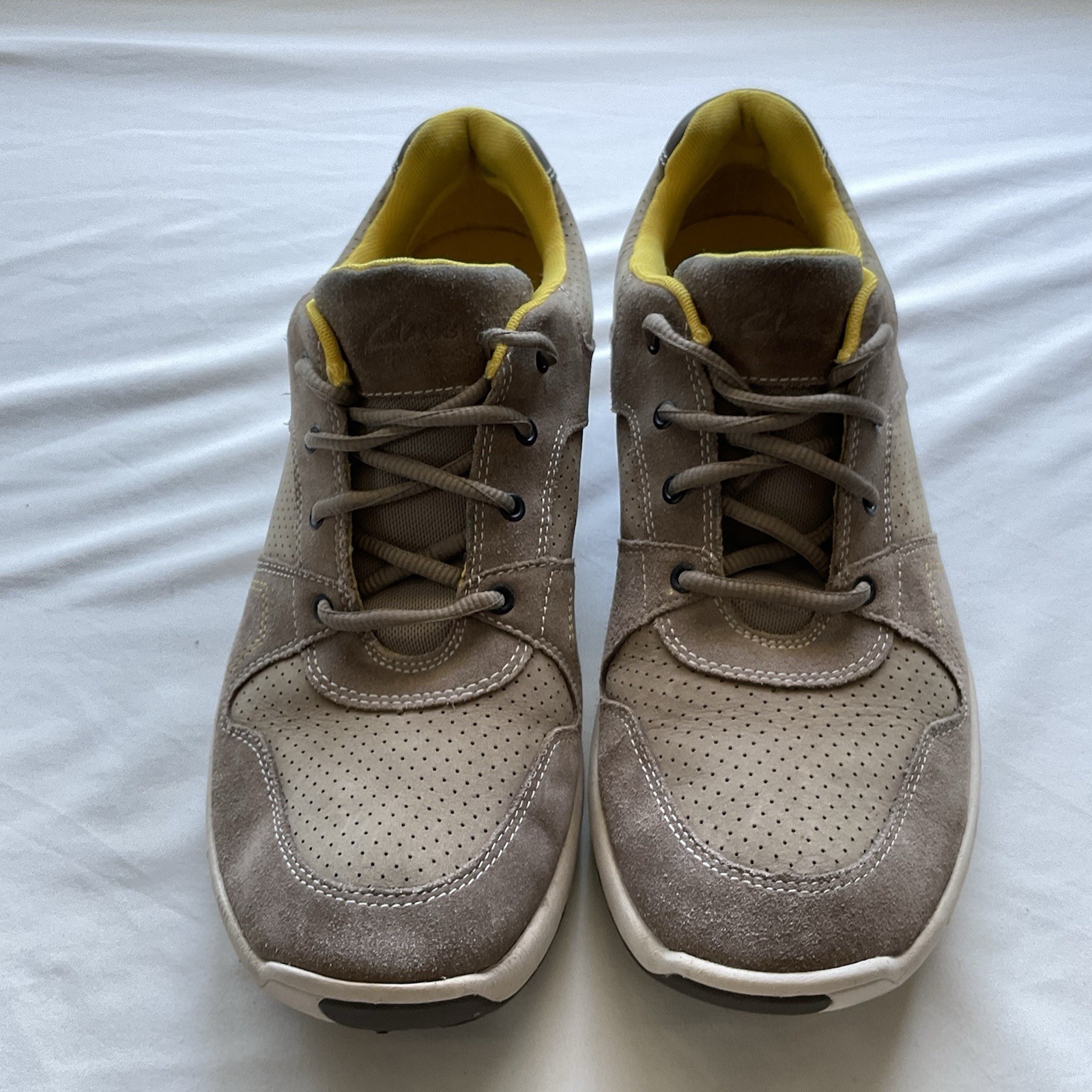 Clarks Wave Walk Suede Leather Shoes Dark Khaki Tan Mens Sz 12 Comfort ...