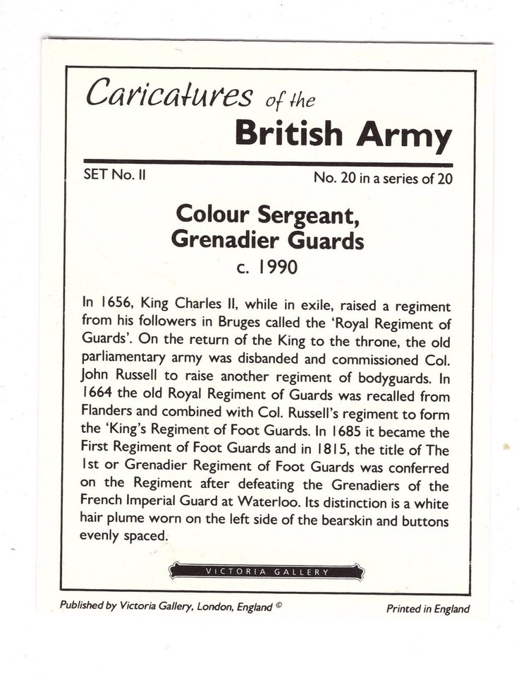 Caricatures of the British Army #20 Colour Sergeant Grenadier Guards | eBay