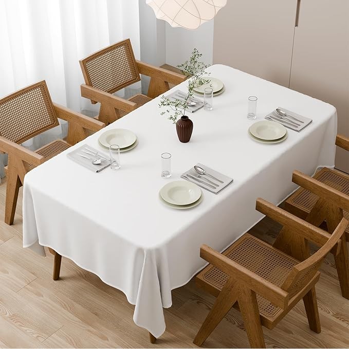 Large White Table Cloths 150x260cm(59x102Inch), Long Rectangular Table ...