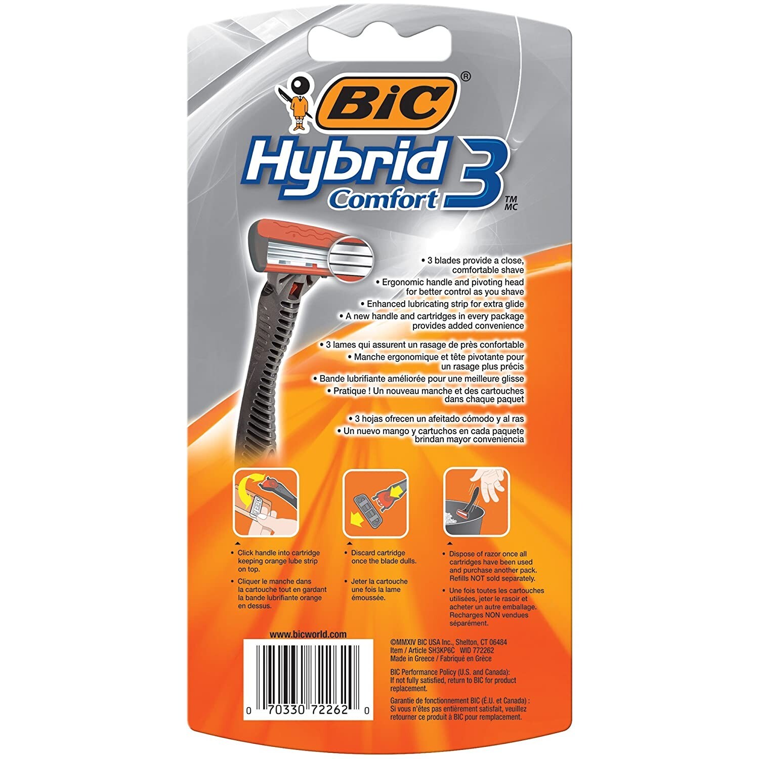 3 TOUGH BLADE Triple Blade Razor 6 Cartridges Micro Touch Tough ...