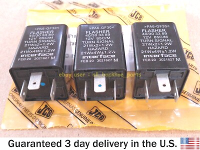 JCB BACKHOE - GENUINE JCB RELAY, 12 V FLASHER, 3 PCS. (PART NO. 40/ ...