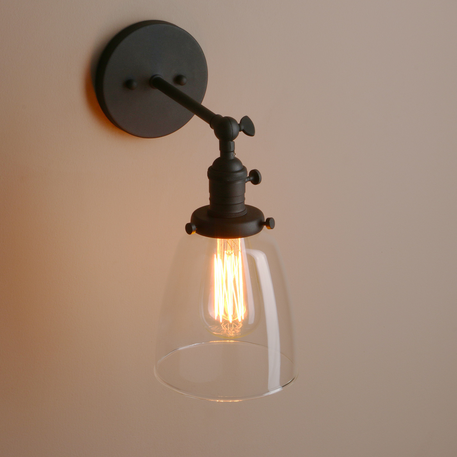 Modern Industrial Sconce Wall Mount Bedroom Light Lamp Oval Glass Shade ...