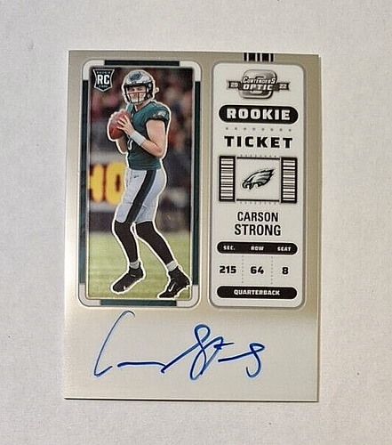 2022 Contenders Optic Rookie Ticket Signatures #108 Carson Strong Rc ...