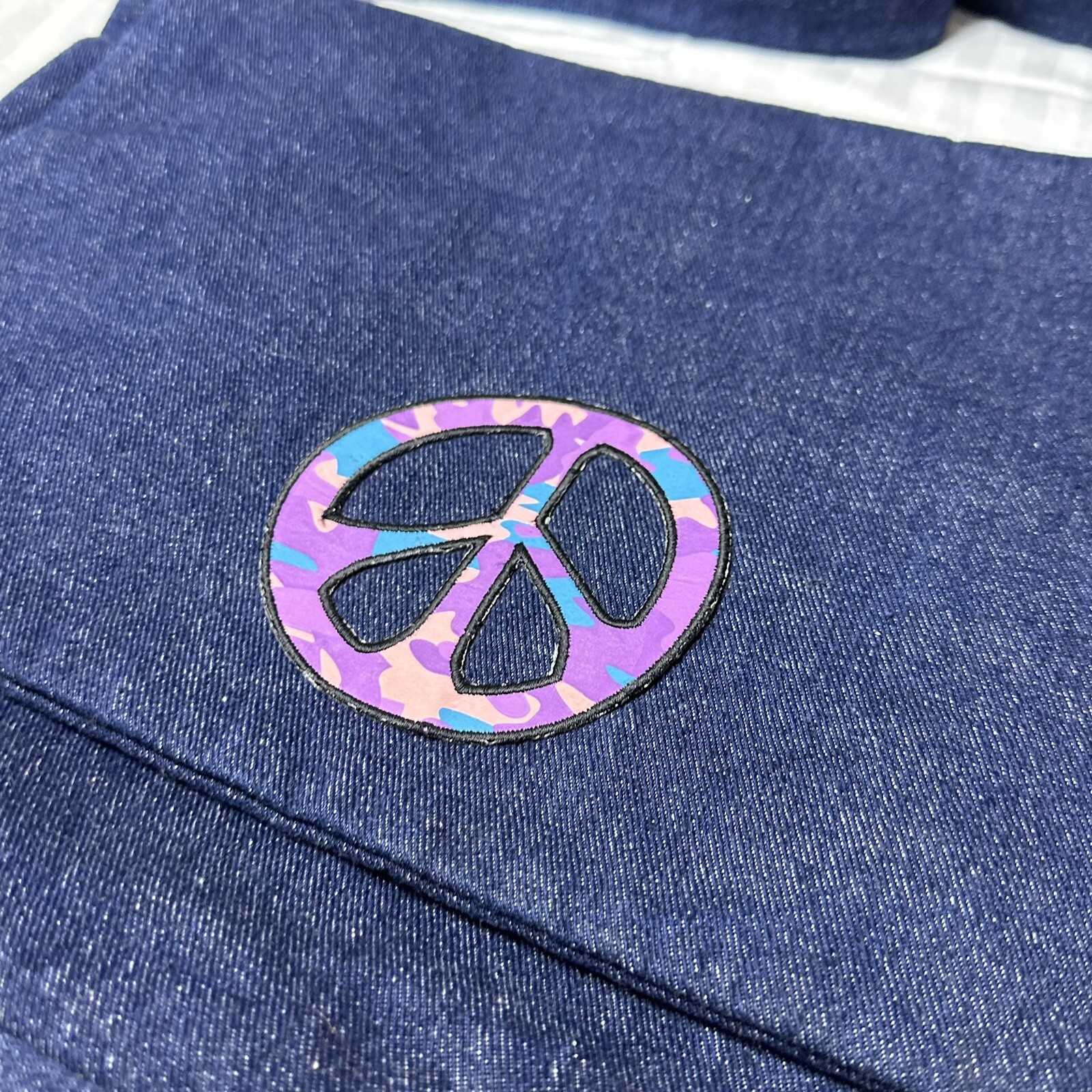 Camo Peace Sign Denim Crossbody Messenger Bag | eBay