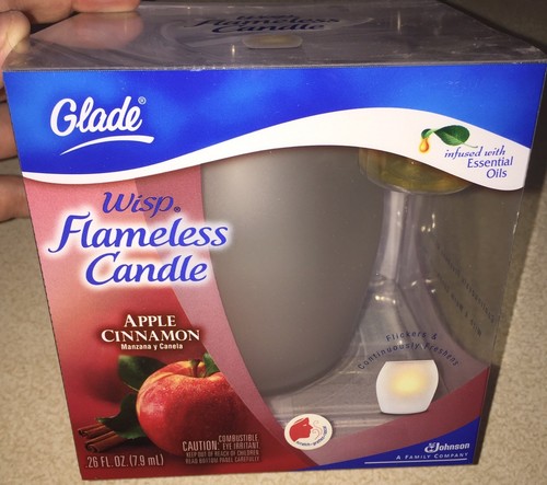 "Rare" Glade Wisp Flameless Candle Apple Cinna Scent Fragrance Glass ...