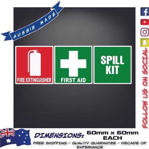 Fire First Aid Spill Kit Sticker Decal OHS WHS 4WD For Hilux Ranger ...