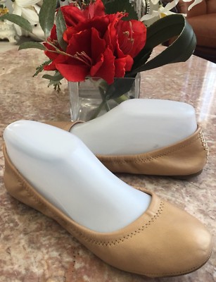 LUCKY BRAND EMMIE Brown Leather Flat Ballet Shoes Size 6.5B/36.5 EUC ...