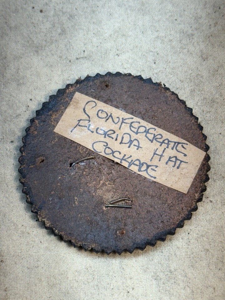 VERY RARE CIVIL WAR CONFEDERATE CSA FLORIDA STATE HAT COCKADE BADGE ...