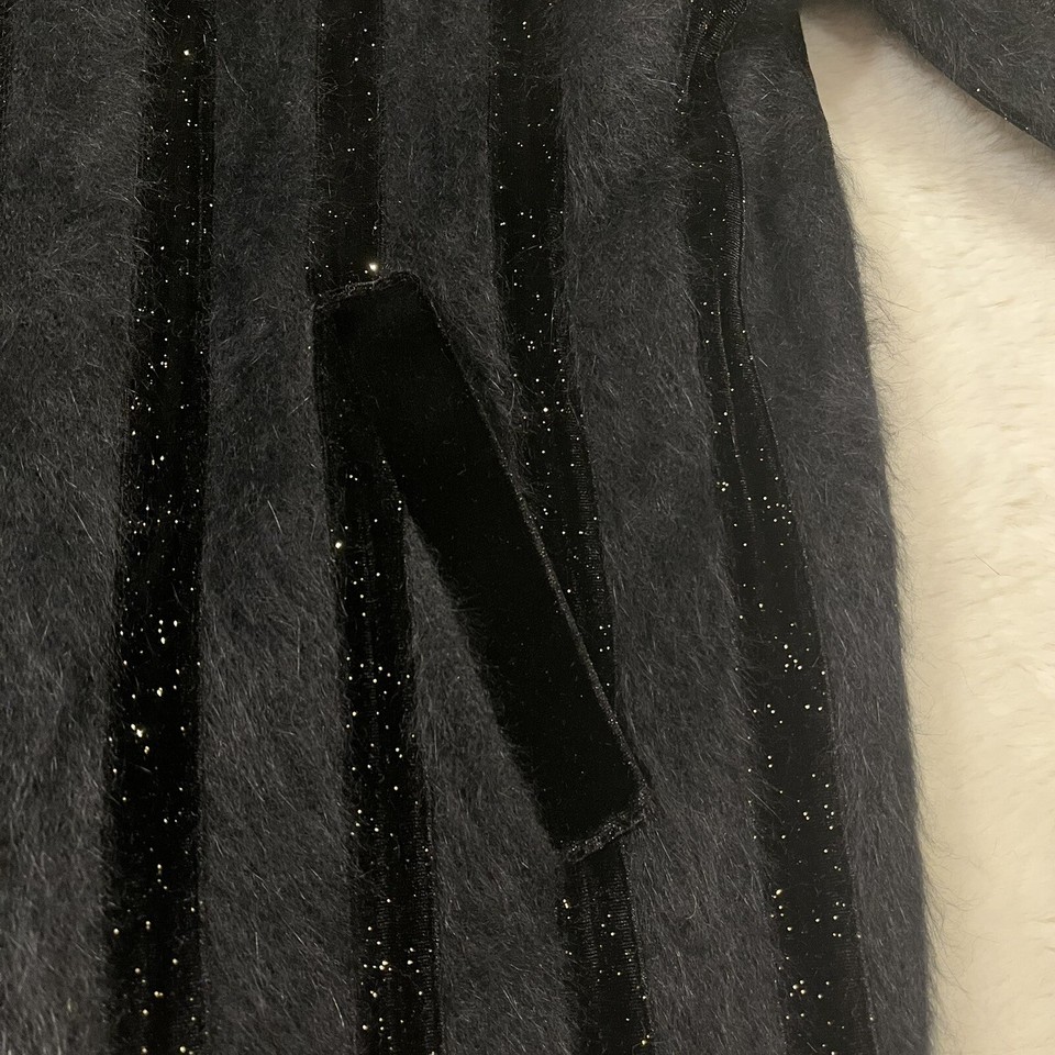 VINTAGE BLACK VENESHA ANGORA LINED JACKET/SWEATER/MEDIUM Sparkles | eBay