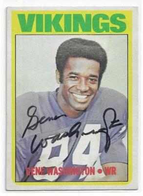 GENE WASHINGTON Autographed Signed 1972 Topps card #218 Minnesota ...