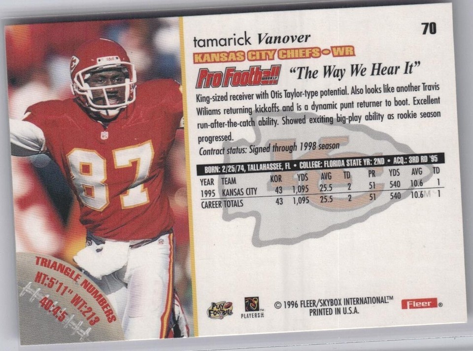 1996 Fleer Football #66 Marcus Allen HOF #67 Steve Bono Lot 5 Cards ...