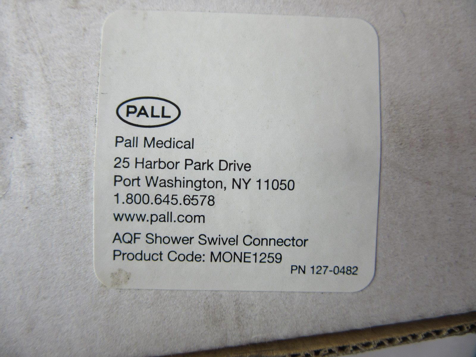 Pall Medical AQF Shower Swivel Connector MONE1259 P/N 127-0482 NEW ...