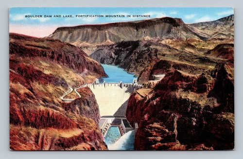 Vintage Boulder Dam Postcard with Fortification Mountain View | eBay
