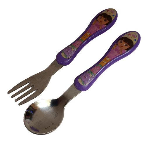 Dora the Explorer Purple Toddler Flatware Silverware Spoon Fork Set ...