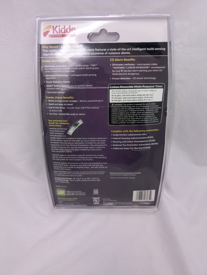 Kidde P3010CU 10-Year Worry Free Combination Smoke and Carbon Monoxide ...