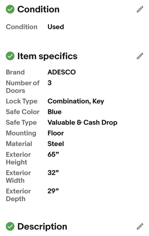 ADESCO Commercial 3 Door Safe | eBay