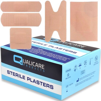 Box of Qualicare Premium Elastic Fabric Plasters First Aid Assorted ...