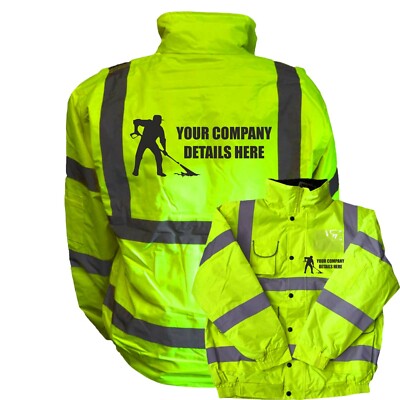 PERSONALISED CUSTOM PRESSURE WASHING LOGO YELLOW BOMBER JACKET SAFETY ...