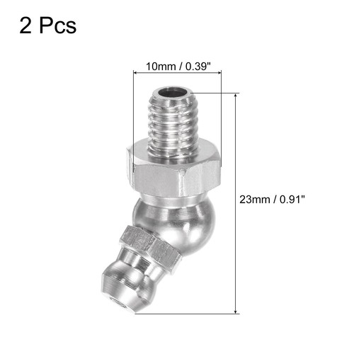 2Pcs M6 x 1mm Thread 304 Stainless Steel 45 Degree Hydraulic Grease ...