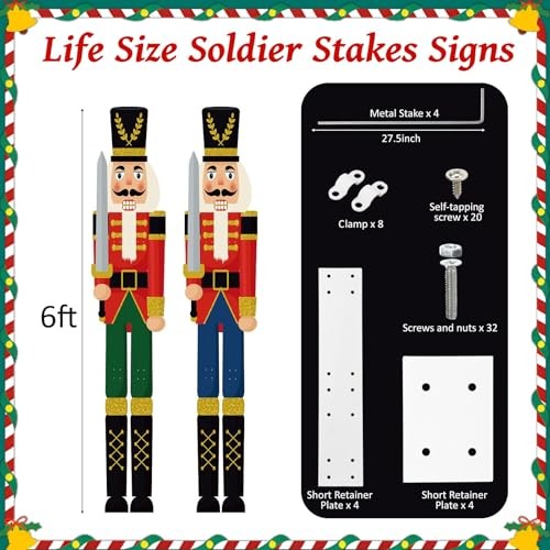 2 Pcs 6ft Large Christmas Nutcracker Outdoor Decoration PVC Nutcracker ...
