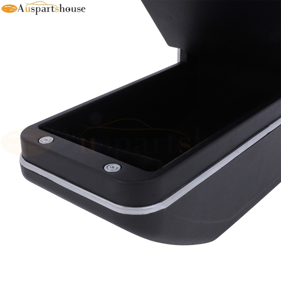 New Black Universal Leather Center Console Armrest Storage Box Central ...