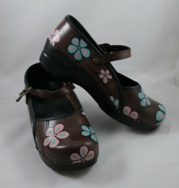 HAND PAINTED Dansko Marcelle Brown Leather Mary Jane … - Gem