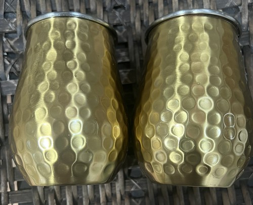 Mint Julep Cups Brass Moscow Mule Dimpled Goblets Tumblers 16 OZ Set of ...