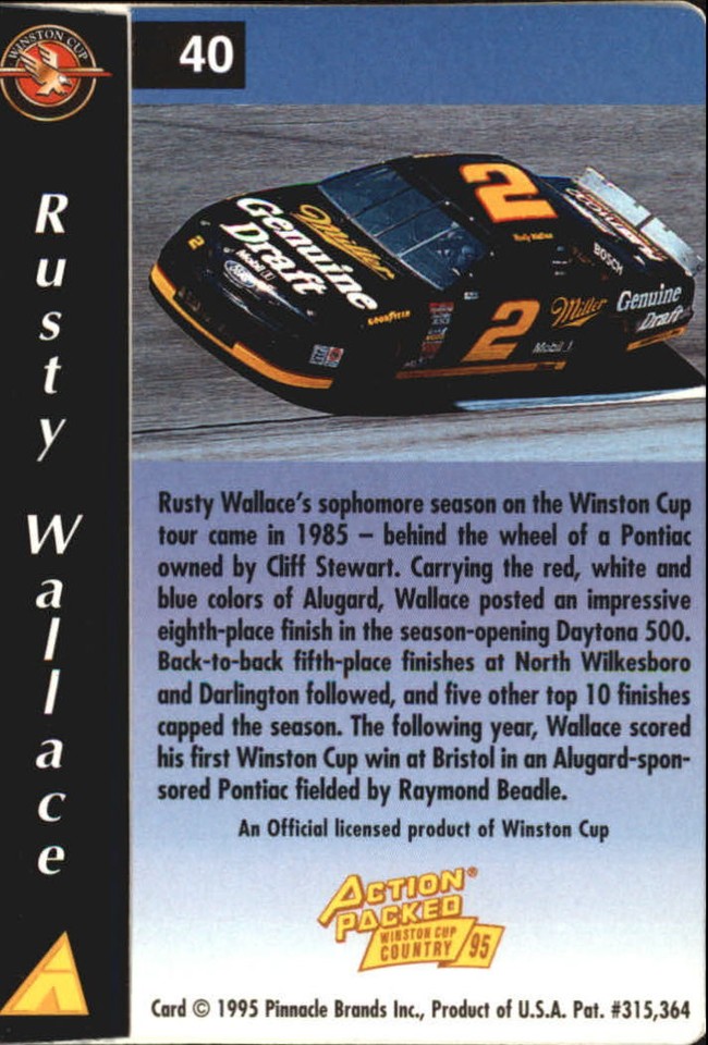 1995 Action Packed Country #40 Rusty Wallace NT | eBay