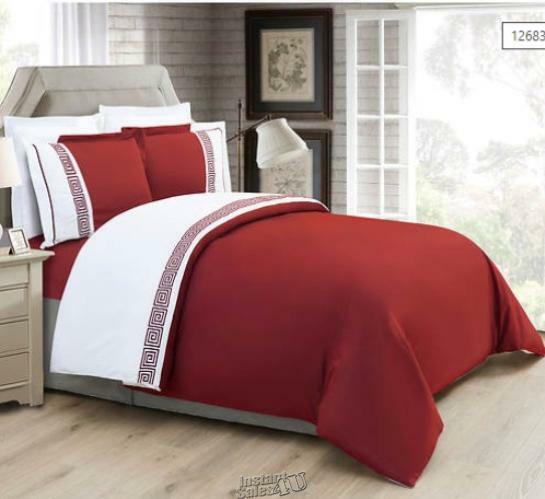 Elegant Comfort-Greek Styled Comforter Duvet Cover Set 100% Burgundy ...