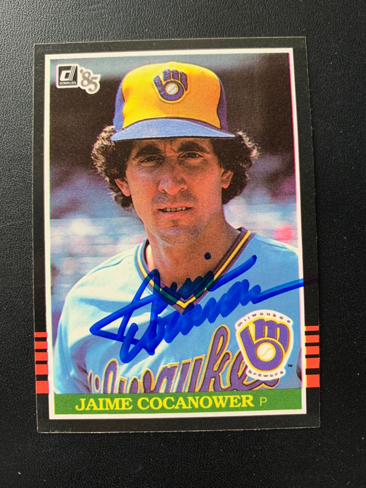 Jaime Cocanower Signed 1985 Donruss #455 Card Milwaukee Brewers ...