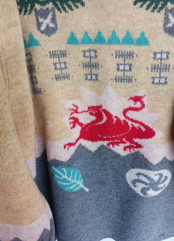 Geiger Austria Pure Wool Pullover Sweater Asian Dragon Knit Intarsia ...