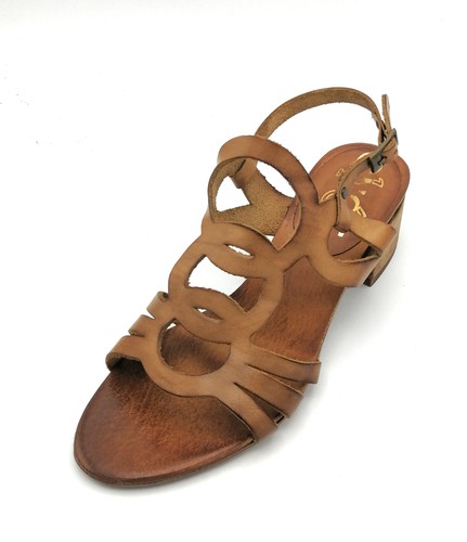 Once E66-482 Sandale Cuir Marron Cuir Sangle de Talon T 5cm | eBay