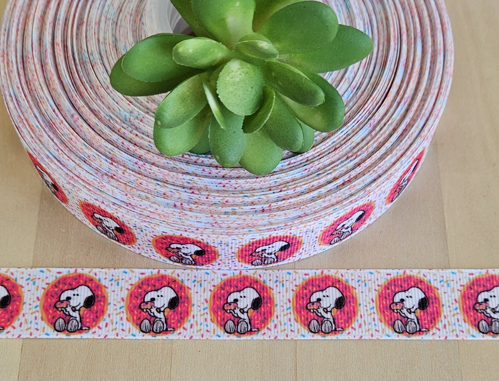 7/8" (1 YD) Snoopy Donut Grosgrain Ribbon Sprinkles Woodstock Beagle ...
