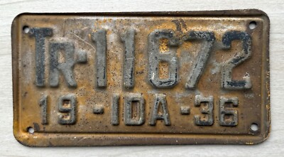 1936 Idaho Trailer License Plate - Rustic Condition | eBay