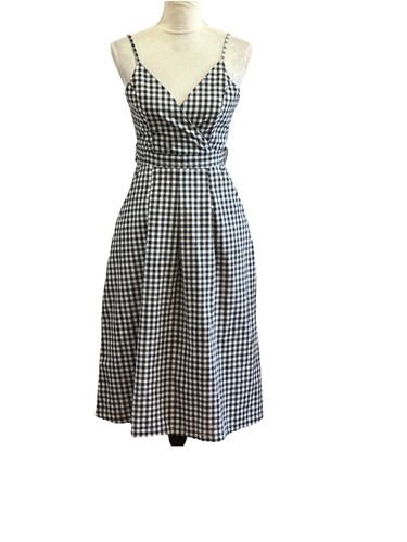 Oao Oro Babydoll Midi Dress Sz 2 Black White Gingham Check Pleated ...