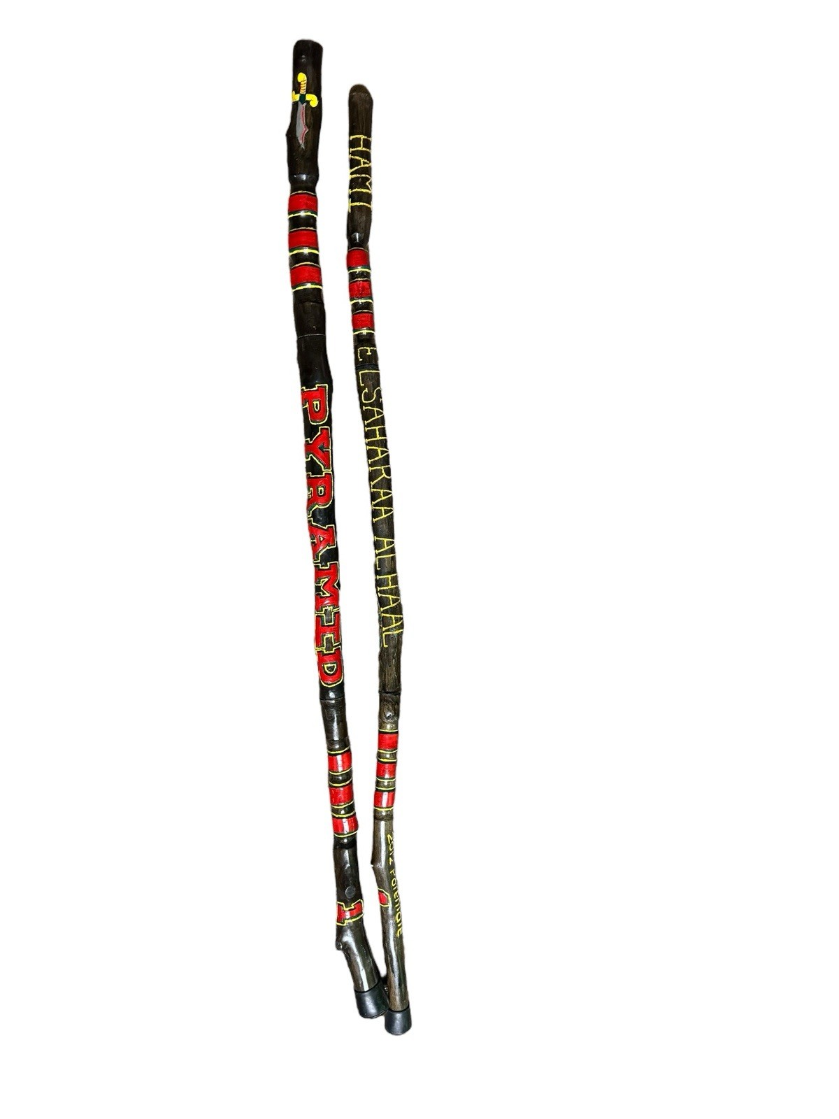 Rare Vintage Pyramid Egypt Walking Sticks Cane Set Ha… - Gem