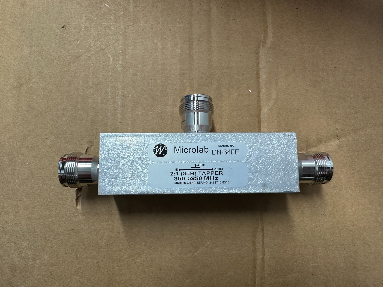 Microlab DN-34FE 3dB Tapper 350-5850 MHz | 4.3-10 Connector Low PIM | eBay