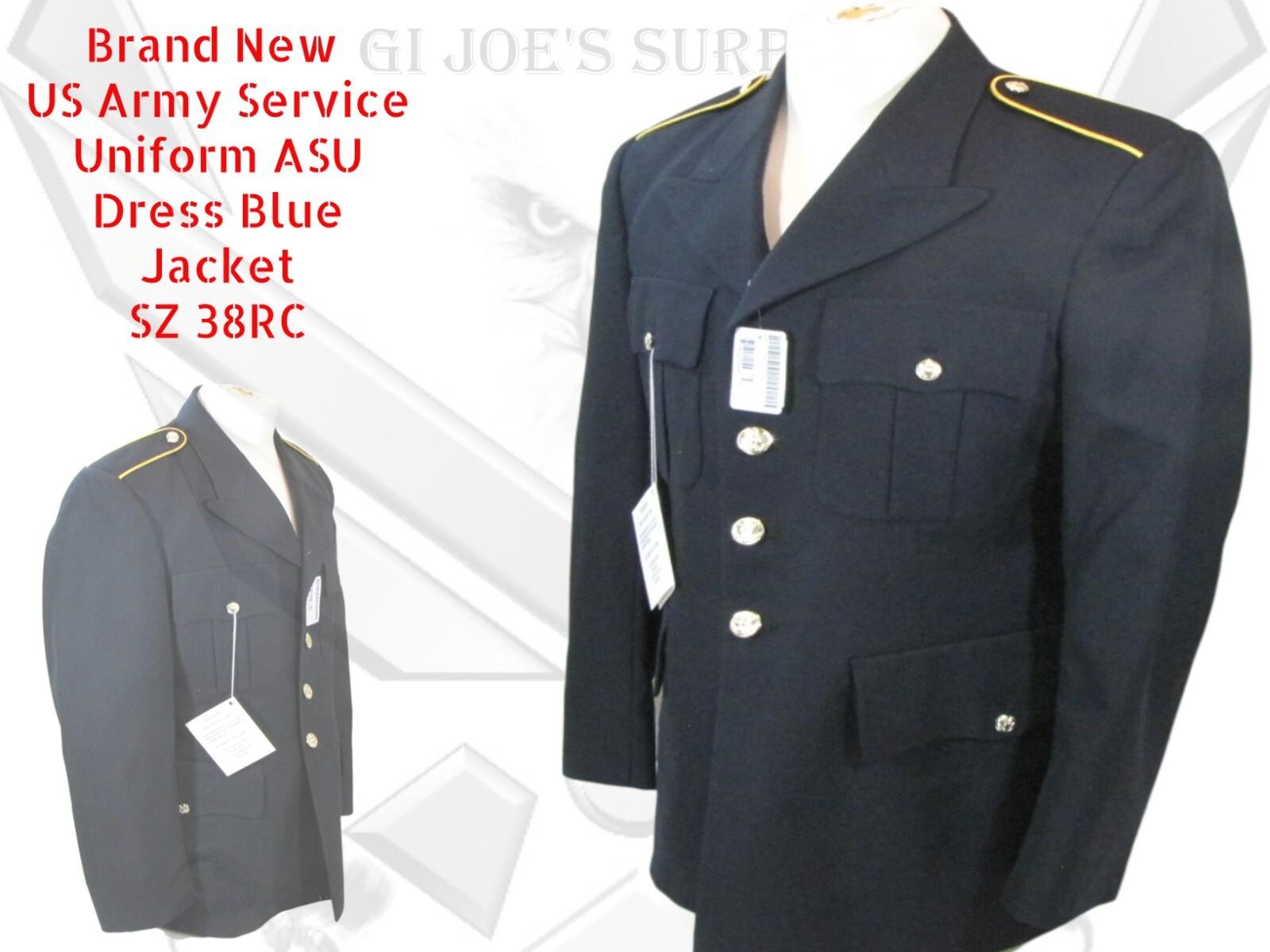 New Military US Army DSCP Enlisted Dress Blue Service Uniform Jacket ...